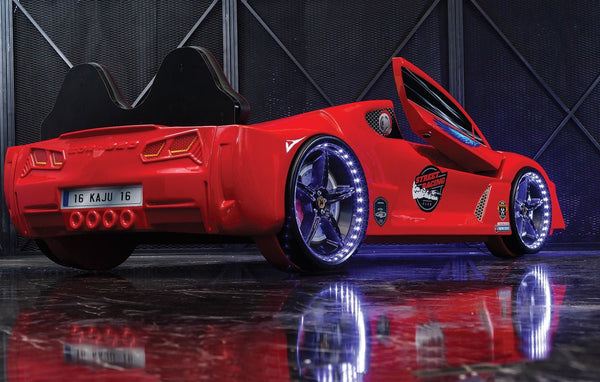 Ferrari-Inspired Red Race Car Bed for Kids – Majestic Beds